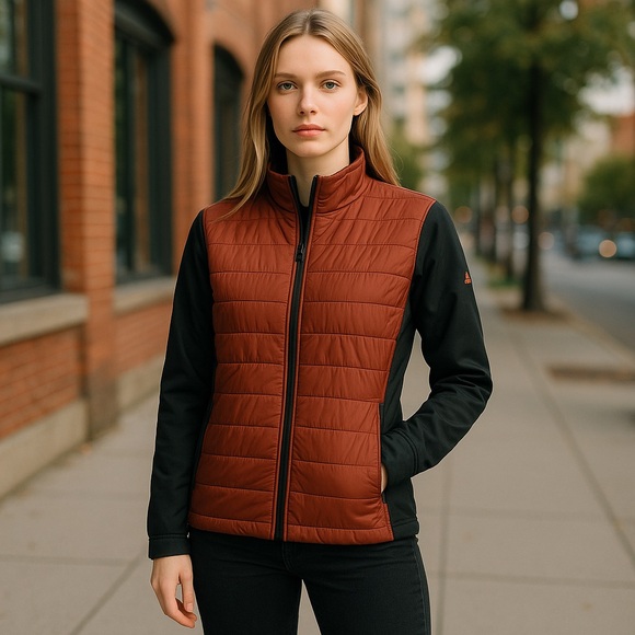 Straight Down | Jackets & Coats | Straight Down Black Maroon Puffer Zip ...